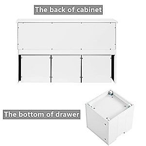 ZENODDLY Kids Toy Storage Organizer for Kids Room Organizers and Storage - 3 Drawers with Hidden Wheels, Multifunctional Wooden Kids' Bookcases, Cabinets & Shelves for Playroom Storage, White