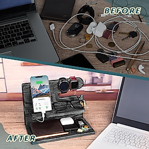 ZAPUVO Gifts for Dad Husband Men Christmas Xmas Birthday Ideas from Daughter Son Wife, Wood Phone Docking Station Nightstand Organizer, Unique Anniversary Stocking Stuffers for Him Boyfriend Gifts