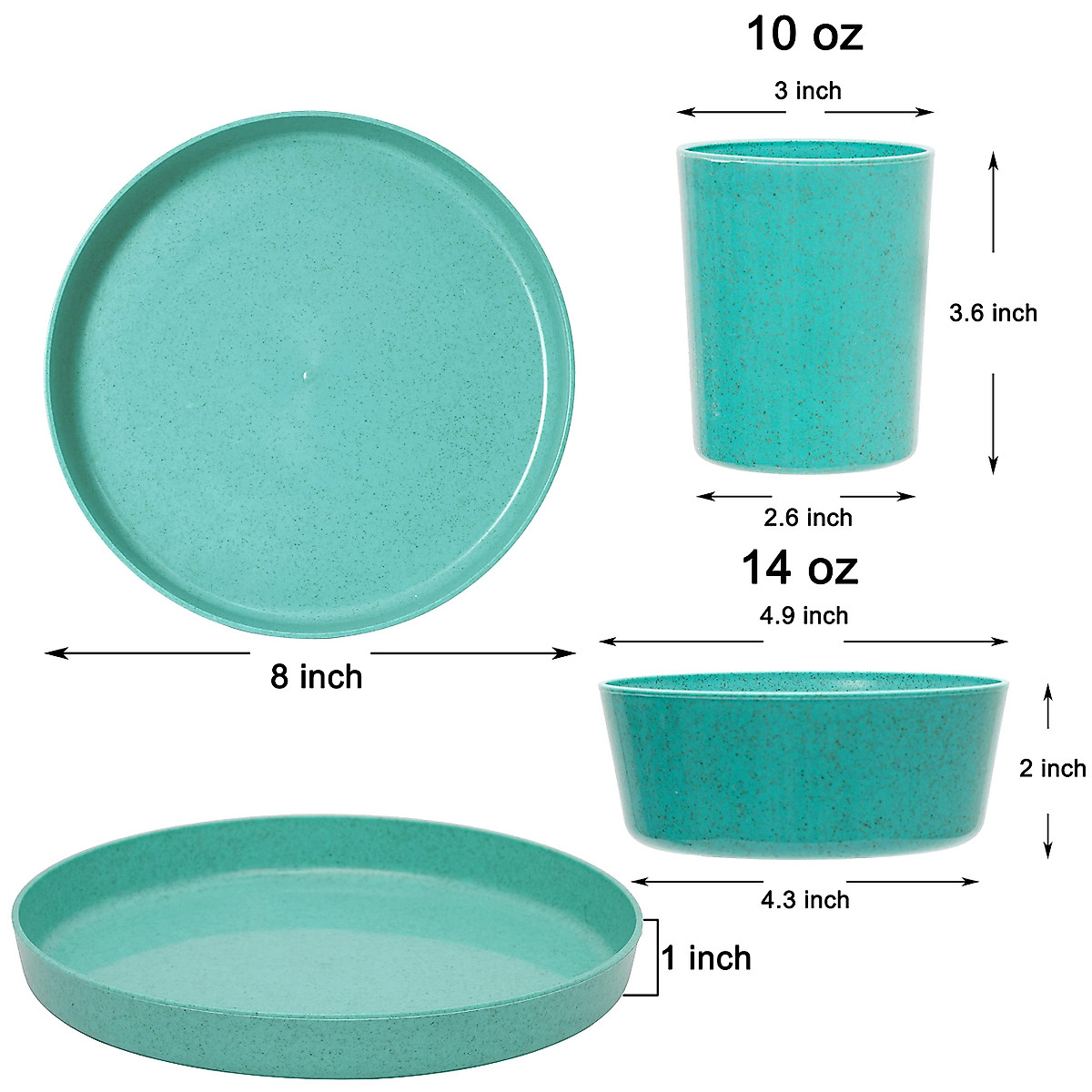 Youngever Bamboo Plastic Kids Dinnerware Set (15pcs Bowls, Plates, Cups)
