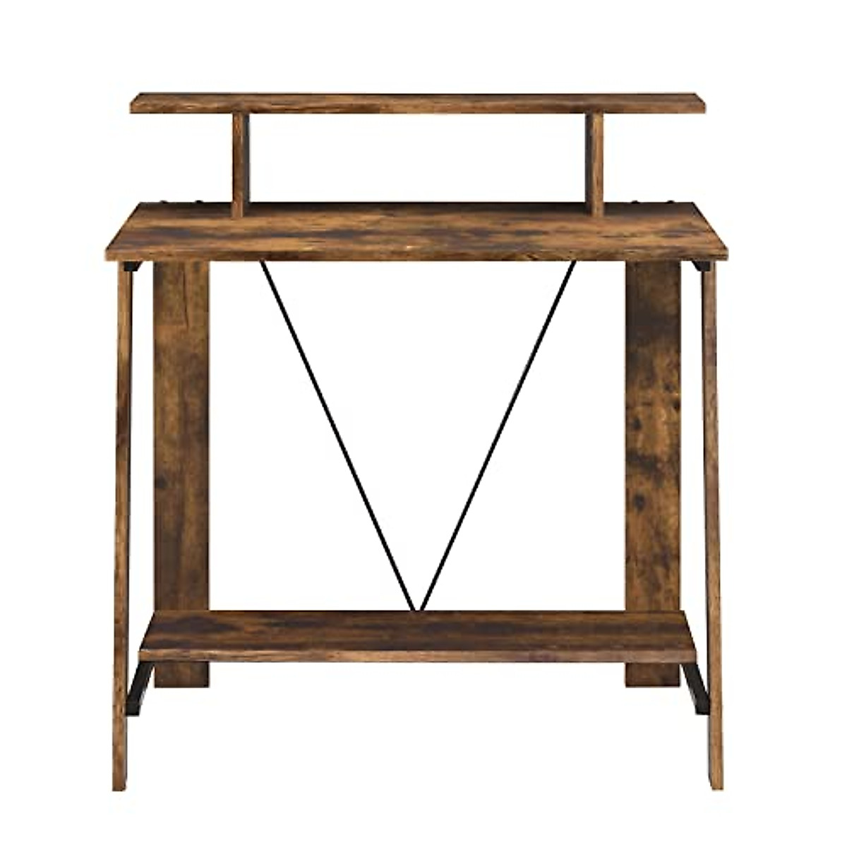 Moon Story Acme 32'' Small Desks for Small Spaces Corner Computer Desk for Bedrooms Writing Desk with Top and Bottom Shelves for Study Home Office(Oak)