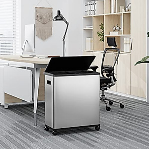 finetones 16 Gallon Automatic Dual Trash Can, 2×8 Gallon Touch-Free Kitchen Trash Can with Brakable Wheels, Motion Sensor Garbage Can for Kitchen Recycle Trash Can, Soft-Closed Lid, Large Capacity