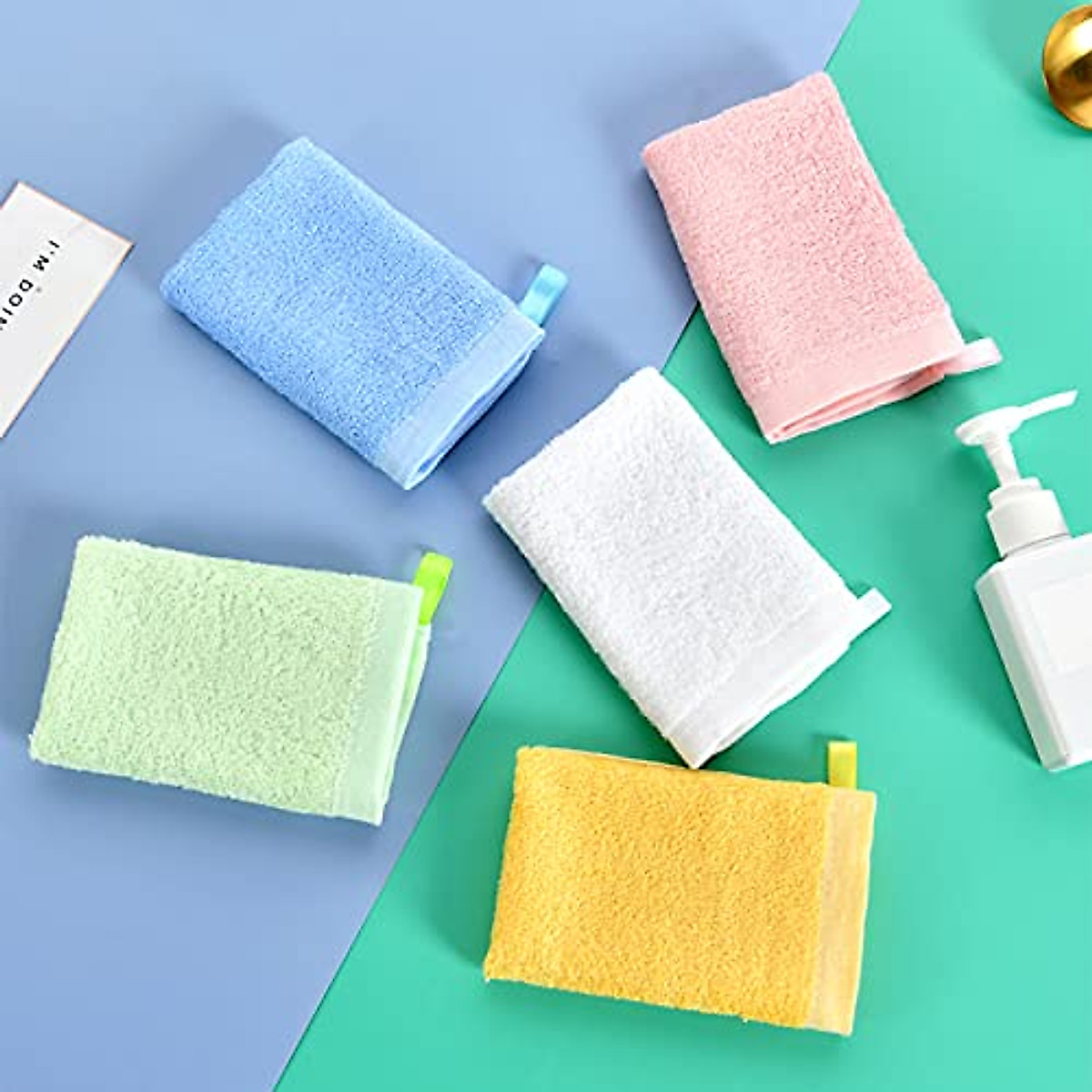 Towel with Hanging Loop, Hanging Hand Towels, 5 Pieces of Bamboo Towels, Soft and Strong Absorbent Kids Bathroom Towels, Suitable for Baby Care, Kitchen Scrubbing