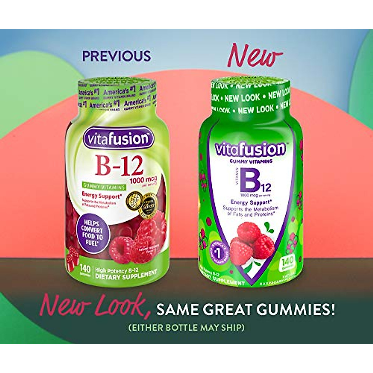 Vitafusion B12 Gummy Vitamins, Delicious Raspberry Flavor, 60ct (30 Day Supply)