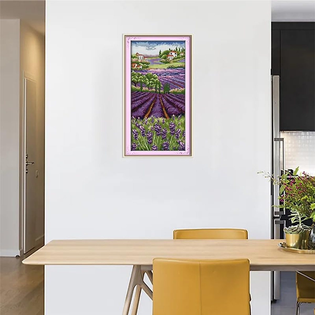 Lavender Champaign Stamped Cross Stitch Kits for Adults, Scenery Counted Pattern Needlepoint Kits Crafts Dimensions Cross-Stitch Stamped Kits Embroidery Kits Arts Craft Kits for Wall Art Gift