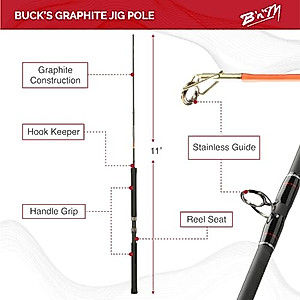 B'n'M 2 Piece Bucks Graphite Jig Pole (11-Feet)
