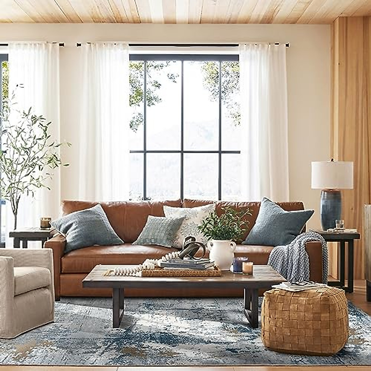 QD-Udreamy 5x7 Area Rugs, Machine Washable Rug 5' x 7', Ultra-Thin Abstract Modern Area Rug Stain Resistant Anti Slip Backing Rugs for Living Room Bedroom