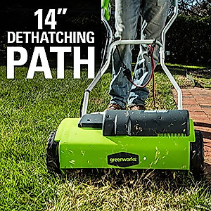 Greenworks 10 Amp 14” Corded Electric Dethatcher (Stainless Steel Tines)