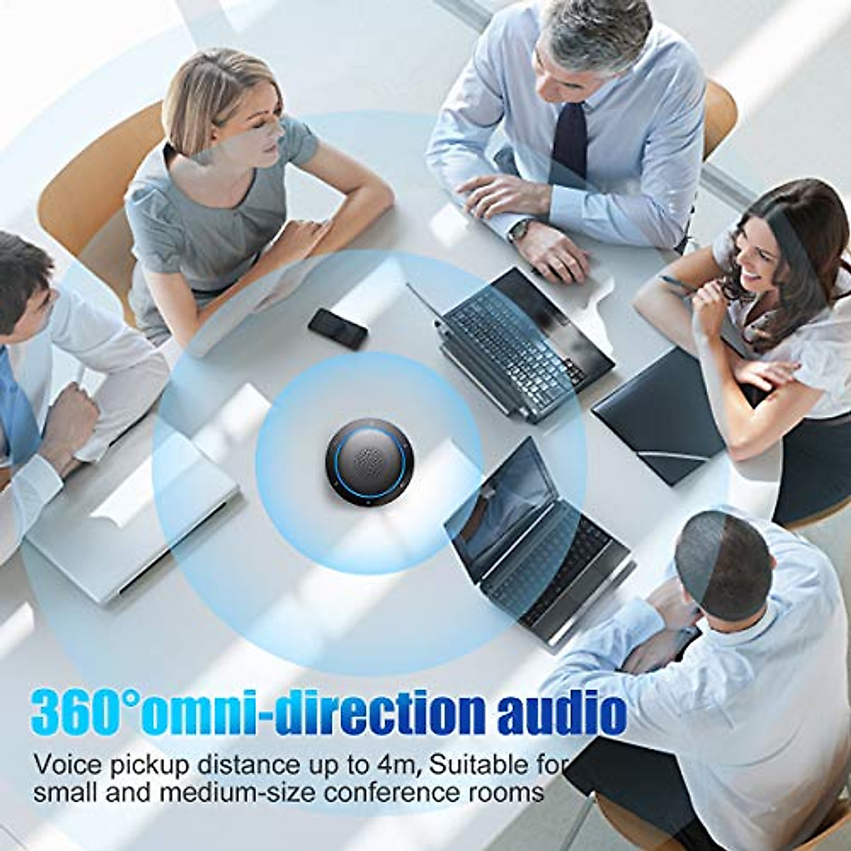 KAYSUDA Bluetooth Conference Speakerphone Wireless Microphone and Speaker for Mobile Phone and Computer, USB Office Speakerphone for Skype, Zoom