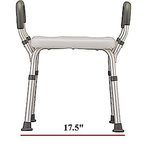 Shower Bench Adjustable Bath Seat Shower Chair with Arms Padded Handles, Without Back, Medical Shower Chair Bench Bath Stool for Elderly, Adults, Disabled, 300 Lbs, White