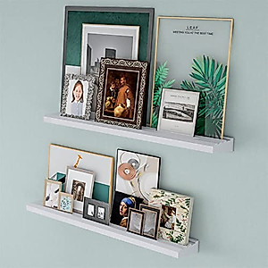 AZSKY White Floating Shelves Wall Mounted Picture Photo Ledge Shelves 24 Inch Rustic Wood Wall Shelves for Storage a Set of 2 Nursery Photo Shelves