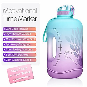 TOBA Motivational BPA Free Water Jug Large Sports Water Bottle Leakproof Drinking, 1 Gallon 128 oz