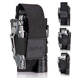 Multitool Sheath for Belt, Molle Flashlight Holder, Universal Sheath Tool Holder, Tactical Carrying Case Men’s Waist Pocket, Carpenter, Handyman, Rescue Essential Tool Storage