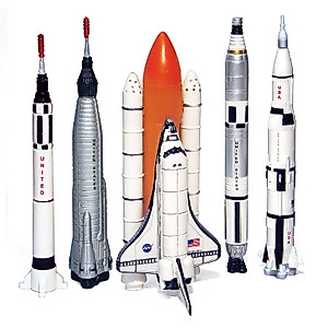 Echo Toys Spaceship Rocket Set - 5 Piece Space Program NASA Collector's Set - Mercury, Gemini, Apollo, Saturn Rockets And Space Shuttles