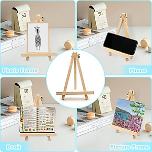 4PCS 9 Inch Wood Easels, Tripod, Painting Party Easel, Kids Student Tabletop Easels for Painting, Easel Stand for Painting Canvases, Portable Canvas Photo Picture Sign Holder.