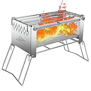 Sutekus 17" Camping Fire Pit Portable Mesh Firepit & Charcoal Grill, Great Air Flow, Easy Fire Start, Weighs 5.8lb for Camping Beach Patio Home