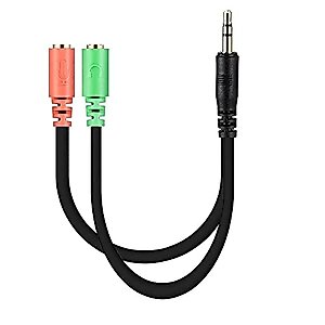 klangdorf 3.5mm Audio Splitter, Y Headphones Adapter Fog Gaming Headset mic and Audio to Single PL Plug for PC Computer, Laptop, PS4, Xbox