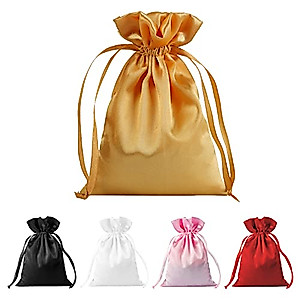 BeiLeiNiceHK 30pcs Satin Gift Bags Golden Drawstring Bag, Gift Pouches For Christmas, Wedding Favor Bags, Baby Shower Bag, Small Jewellery Pouch 5X7 Inch