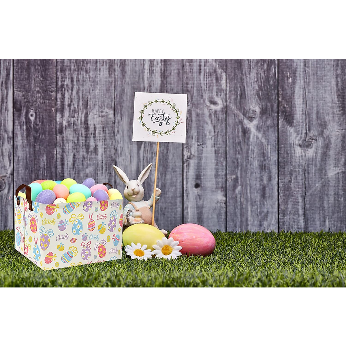 TIBAOLOVER Rectangular Kids Storage Basket Gift Basket Baby Storage Basket Cute Kids Toy Storage Bin Organizer Shelf Book Basket Room Decor(Easter Basket)