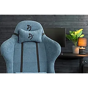 Arozzi Torretta Premium Soft Fabric Gaming Chair, Breathable Fluid-Repellent Ergonomic Office Chair with Adjustable Height, 3D Armrest & 2 Supportive Pillows (Blue)