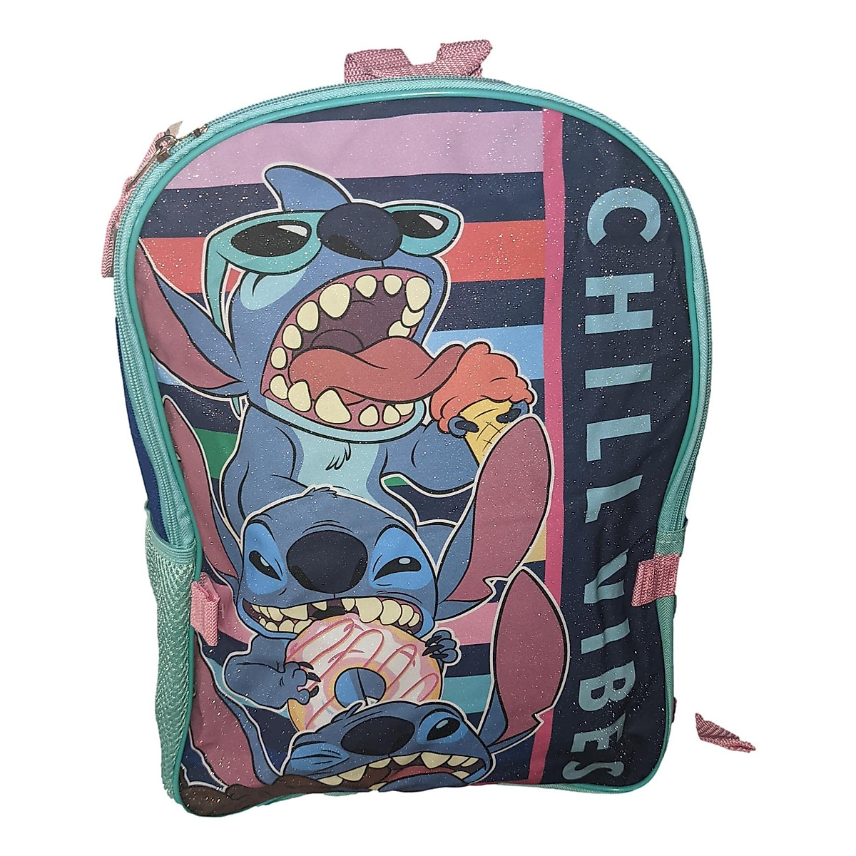 Ruz Stitch 16" Backpack With Detachable Lunch Box Black-Blue