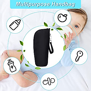 Chunful 3 Pieces Insulated Baby Bottle Bags Breastmilk Cooler Waterproof Baby Bottle Bag Portable Thermal Bottle Bag Travel Baby Bottle Holder Tote (Black)