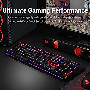 Redragon K551 Mechanical Gaming Keyboard RGB LED Rainbow Backlit Wired Keyboard with Red Switches for Windows Gaming PC (104 Keys, Black)