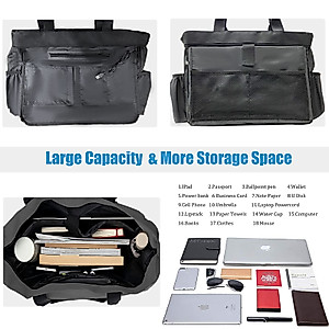 Tote Bag for Women Large Work Bags Laptop 15.6-17 Inch Handbag Purse Book Bag with Zipper for Nurse Teacher School, Blackgrey