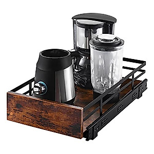 KES Pull Out Cabinet Organizer, 12" Wide Kitchen Slide Out Cabinet Drawer Organizer for Kitchen, Slide Out Wood Pull Out Drawer Storage Shelves with Soft Close, KPO503W30D53-BK