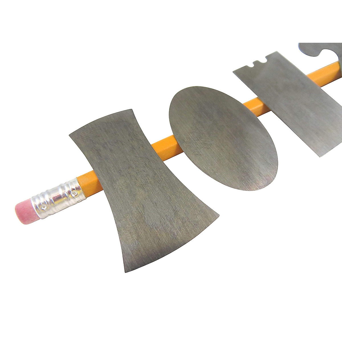 Lynx LMSS 4 Piece Miniature Cabinet Scraper Set with Googeneck, Oval, Convex/Concave and Square, Overall Sizes 2” x 1”, 0.012” Thick