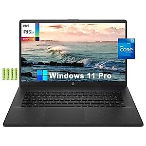 HP 17 17.3" Touchscreen HD+ Business Laptop[Windows 11 Pro], 12th Gen Intel 10-Core i7-1255U, 64GB RAM, 1TB PCIe SSD, Iris Xe Graphics, Numeric Keypad, WiFi, Bluetooth 5, USB, HDMI, w/Battery