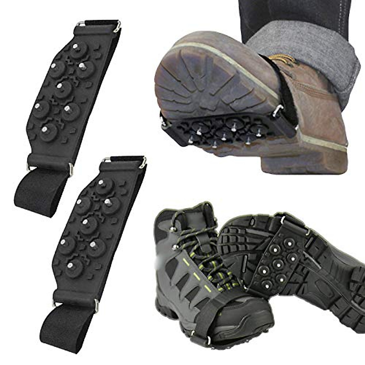 Universal Strap Grippers Spikes Winter Boots Grips Metal Studs Shoes Snow Patio Lawn & Garden Cooking Utensils Holder Wood (AS SHOW, One Size)