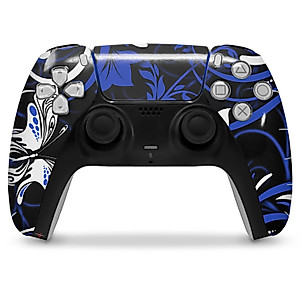 WraptorSkinz Skin Wrap compatible with Sony PS5 DualSense Controller Twisted Garden Blue and White (CONTROLLER NOT INCLUDED)