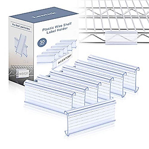 Lenink 30Pcs Wire Shelf Label Holders,Plastic Wire Rack Label Holder,Compatible with Metro 1-1/4in Shelves,Label Area 3in Lx1.25in H (Label Paper Insert Not Included)