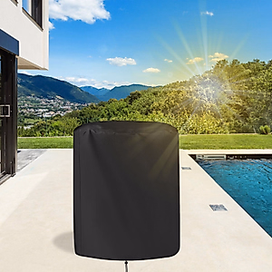 Saking Outdoor Cooler Table cover for Keter 7.5 Gallon Cool Bar Table, Waterproof Outdoor Barrel Cool Bar Table Cover, Round Pool Side End Table Cover with Drawstring, 21" D x 23" H, Black