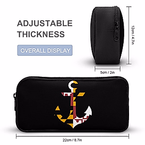 Maryland Anchor Pencil Case Stationery Pen Pouch Portable Makeup Storage Bag Organizer Gift