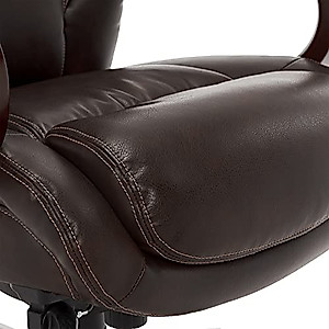La-Z-Boy Bellamy Bonded Leather Executive Office Chair with Memory Foam Cushions, Brown