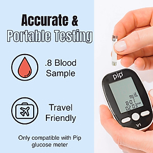 Pip V1 Blood Glucose Test Strips, 50 Count Blood Sugar Test Strips for Diabetes, Use with Pip V1 Blood Glucose Monitor Only