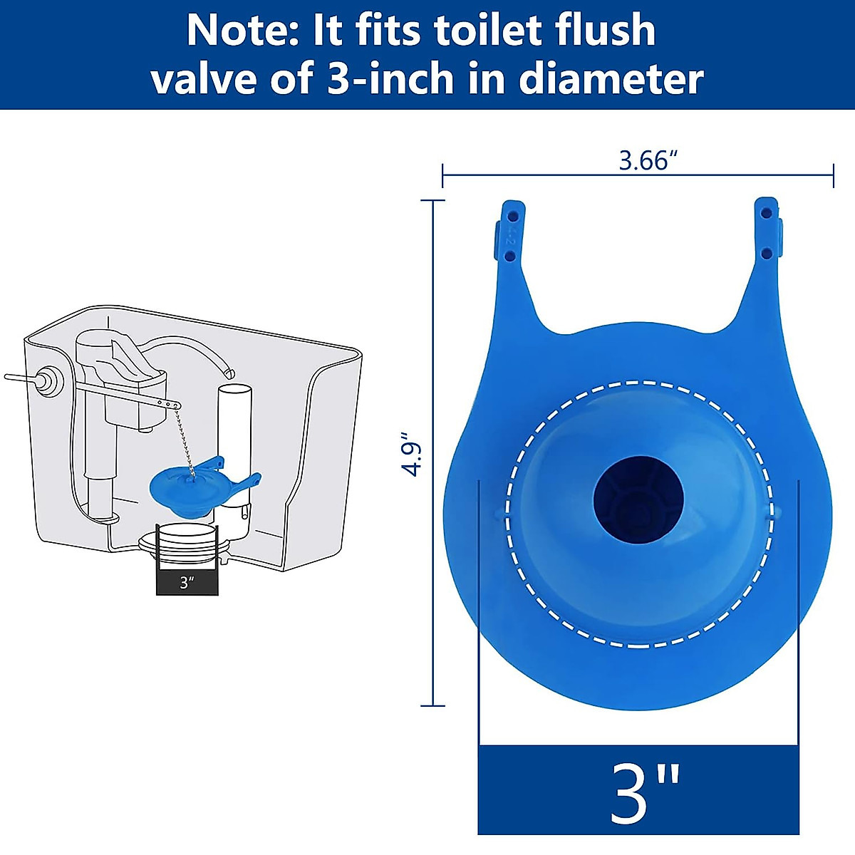 Hibbent 2 Pack Toilet Flapper Replacement, Compatible with Gerber 99-788, 3 Inch Flapper Replacement Water Saving, High Performance, Easy to Install- Blue Color