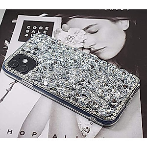 iPhone 12 /iPhone 12 Pro Bling Glitter Case,Luxury Shiny Diamond Crystal Rhinestone Sparkly Jewelled Gemstone 3D Handmade Clear Cover Case for Women Girls with iPhone 12 /iPhone 12 Pro 6.1''
