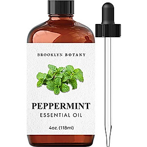 Brooklyn Botany Peppermint Essential Oil - Huge 4 Fl Oz - 100% Pure and Natural - Premium Grade with Dropper - for Aromatherapy and Diffuser