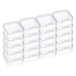 PATIKIL 1.8x1.8x1 Inch Clear Storage Box with Hinged Lid, 20Pack Plastic Stackable Rectangle Organizer Container for Bead Jewelry Small Item Art Craft Project