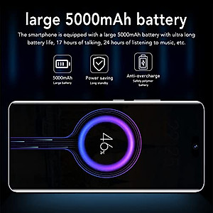 Yunseity 3G Smartphone, Mate50 RS 6.6in Face Unlock Mobile Phone, 4GB RAM 64GB ROM Quad Core, 24MP 32MP Dual Camera, 5000mAh Battery, 2.4G 5G Dual Band WiFi Dual Sim Cell Phone for Android (Black)