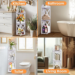 ShellKingdom Toilet Paper Stand, Corner Shelf Stand, Small Bathroom Storage Cabinet for Bathroom, Home, Small Space, Corner Shelf, White