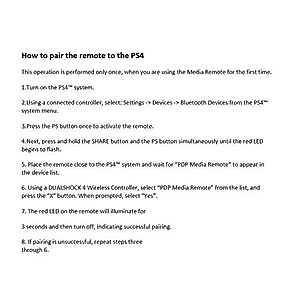 PDP 051-075-NA Bluetooth Enabled Media Remote Control for Playstation 4 (Renewed)