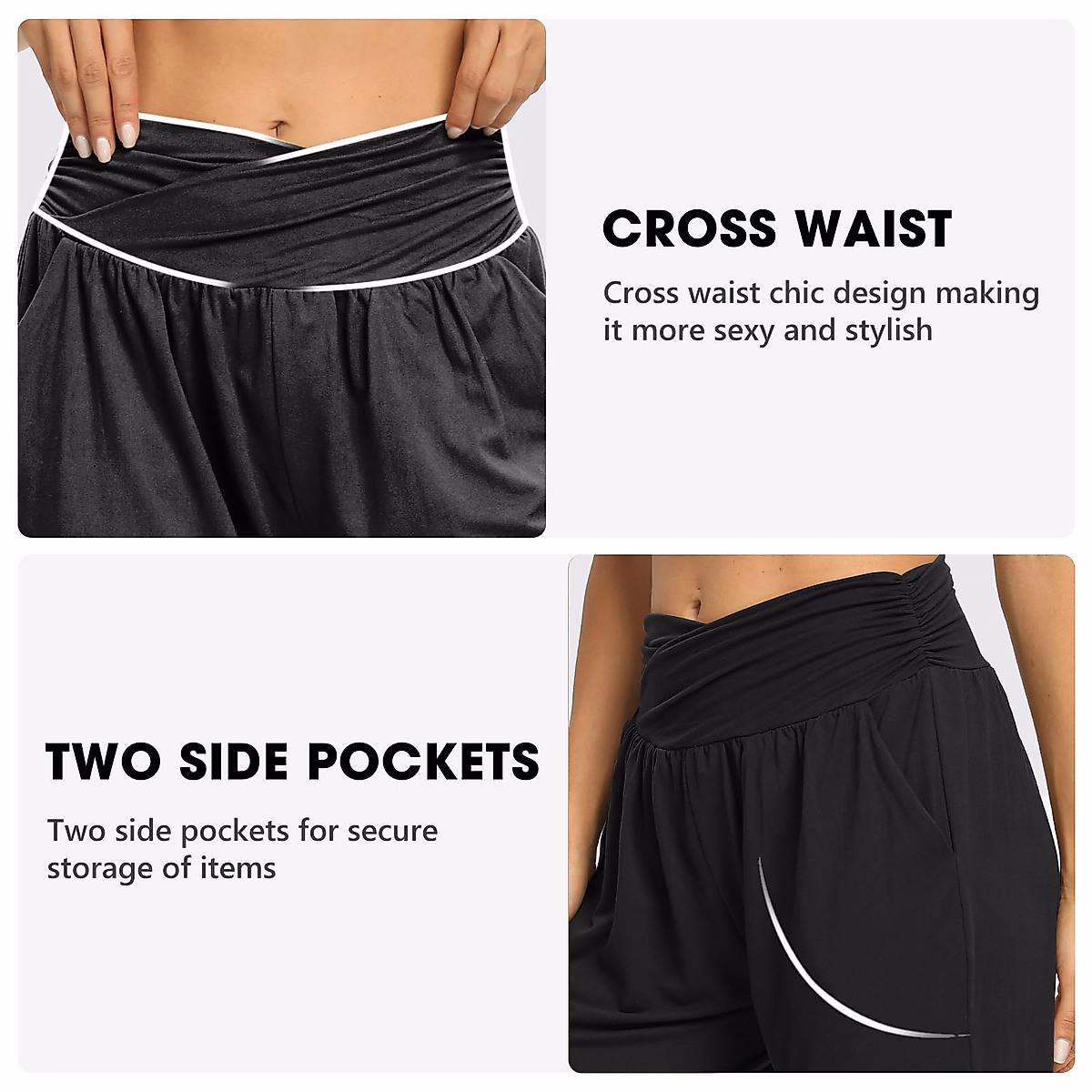 DIBAOLONG Womens Yoga Sweatpants Loose Workout Harem Joggers Casual Comfy lounge Pajama Pants with Pockets Black XL