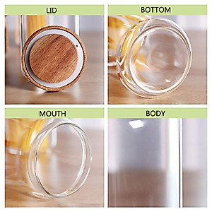 Glass Canisters Set of 5 for the kitchen, Glass Storage Container jars with Airtight Acacia Lid for Coffee Beans, Flour, Sugar, Rice and Spaghetti and etc