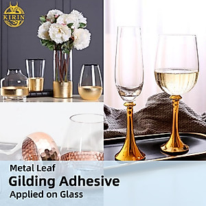 Gilding Adhesive, 100ml Epoxy Resin Gold Leaf Adhesive for Professional Craft Use, Water Based Varnish for Protect The Surface of Gold Foil from Oxidating (Brush + Gloves as Gifts)