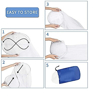 Sublaga Mosquito Net for Bed, Large White Bed Canopy for Girls, Hanging Bed Net, Ideal for Bedroom Decorative, Travel with Storage Bag (Round)