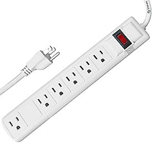 Power Strip with 3.5 Ft Cord, Powerstrip STEREN Surge Protector with 6 AC 90 Degree Spacious Outlets, 3.5 Ft Extension Cord for Home Office, Dorm Essentials 150 Joules, cUL Listed White