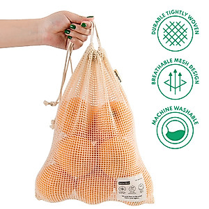 Betterblue 100% Organic Cotton Produce Bags, Reusable & Eco Friendly, Set of 6